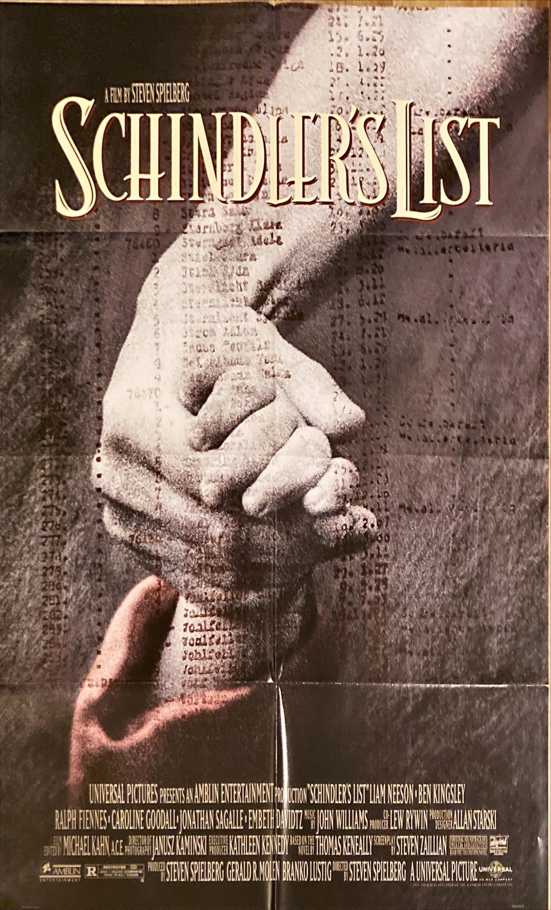 Schindlers List (1993) One Sheet Movie Poster - Spielberg - Etsy