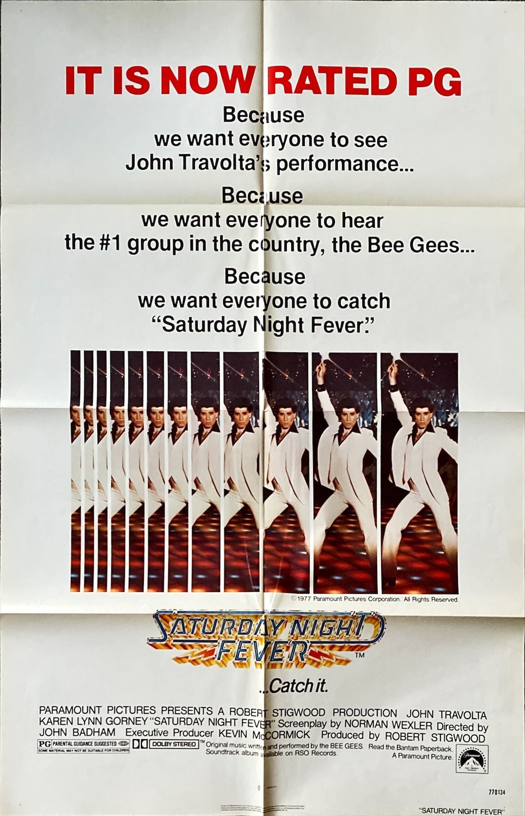 Saturday Night Fever (1977) One Sheet Movie Poster - PG Style - Etsy
