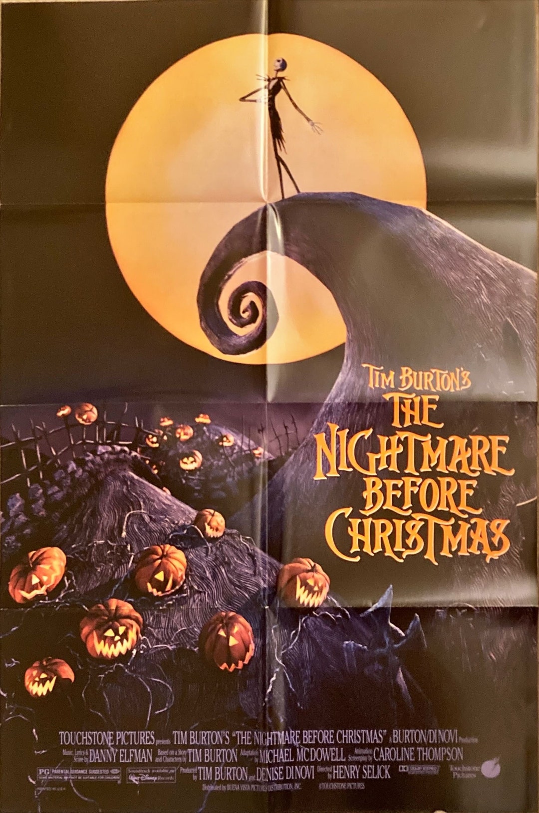 Nightmare Before Christmas 1993 One Sheet Movie Poster DS - Etsy
