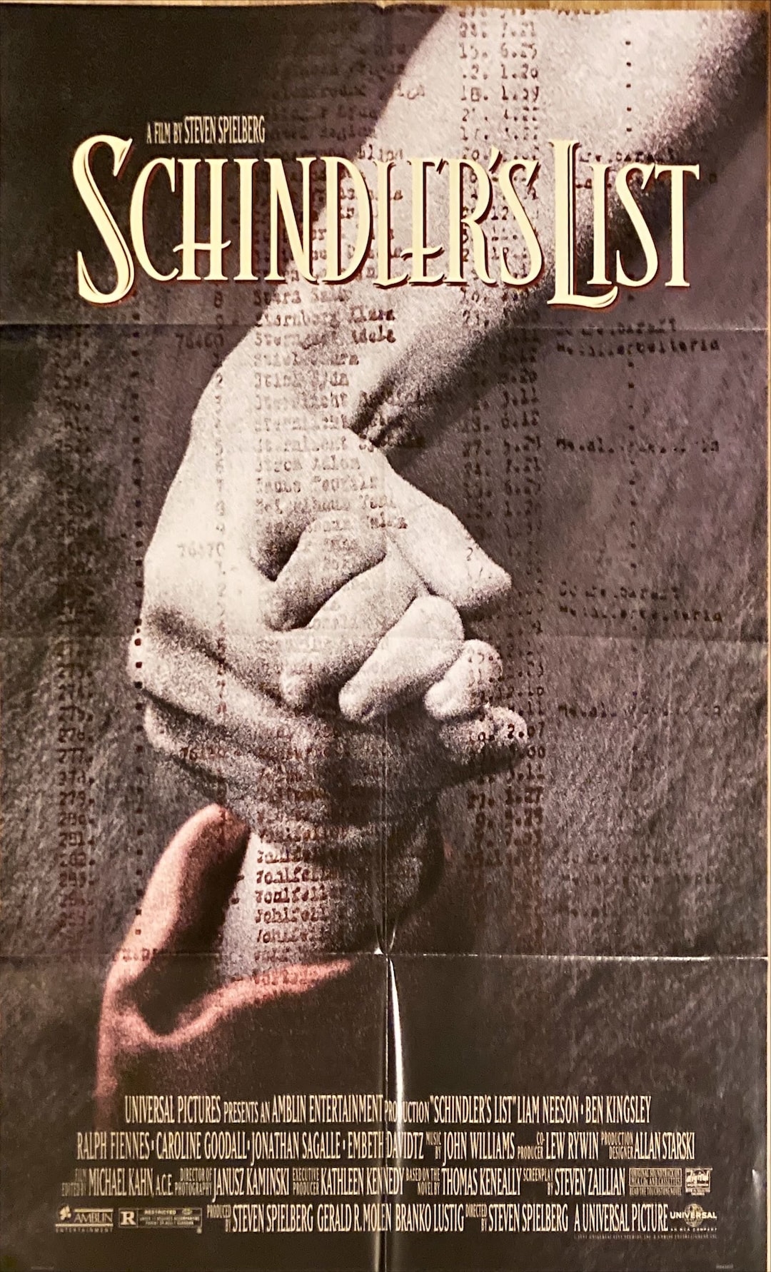 Schindlers List 1993 One Sheet Movie Poster Spielberg - Etsy