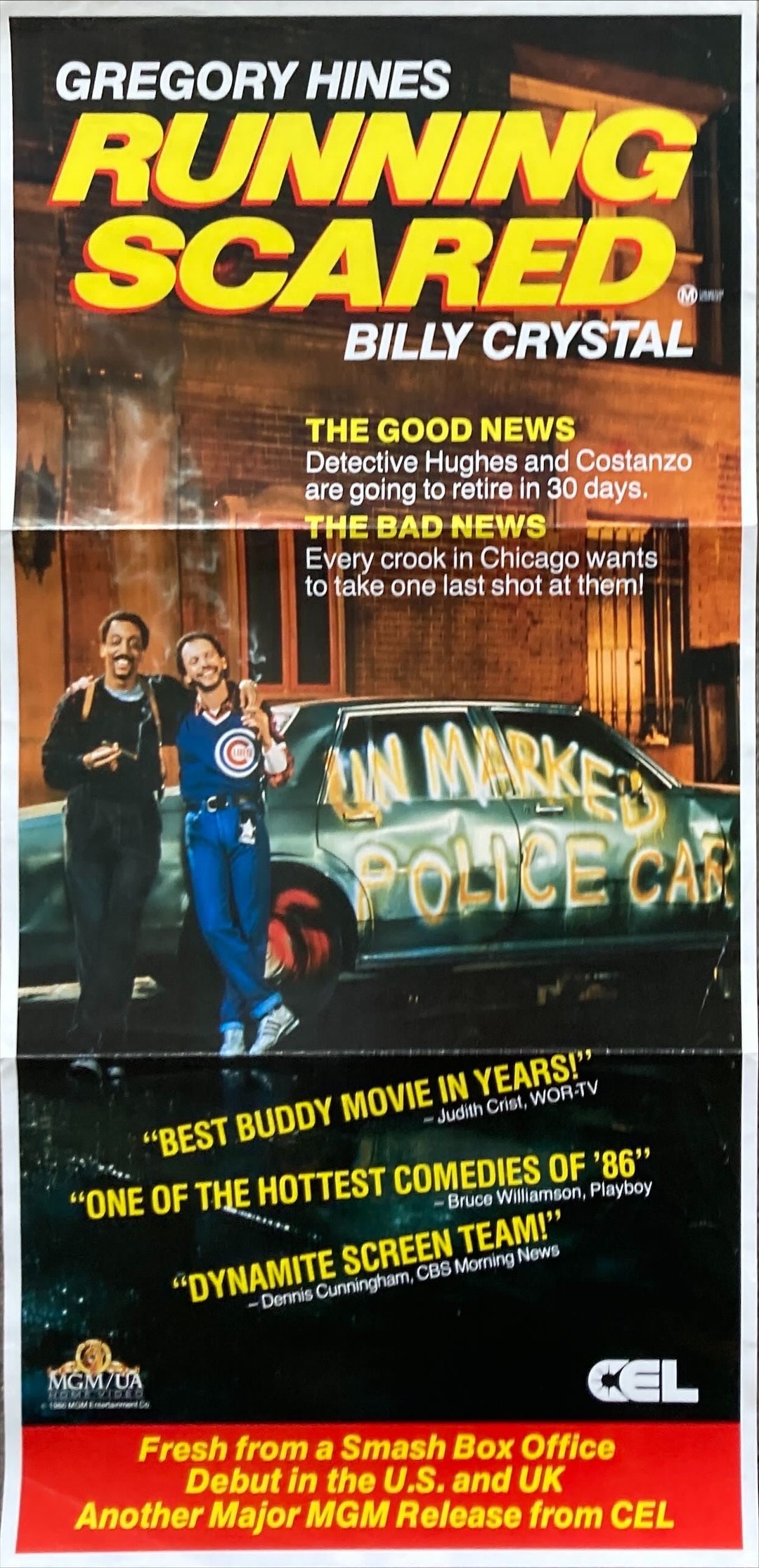 Running Scared,australian Daybill Movie Poster '86 Billy Crystal - Etsy