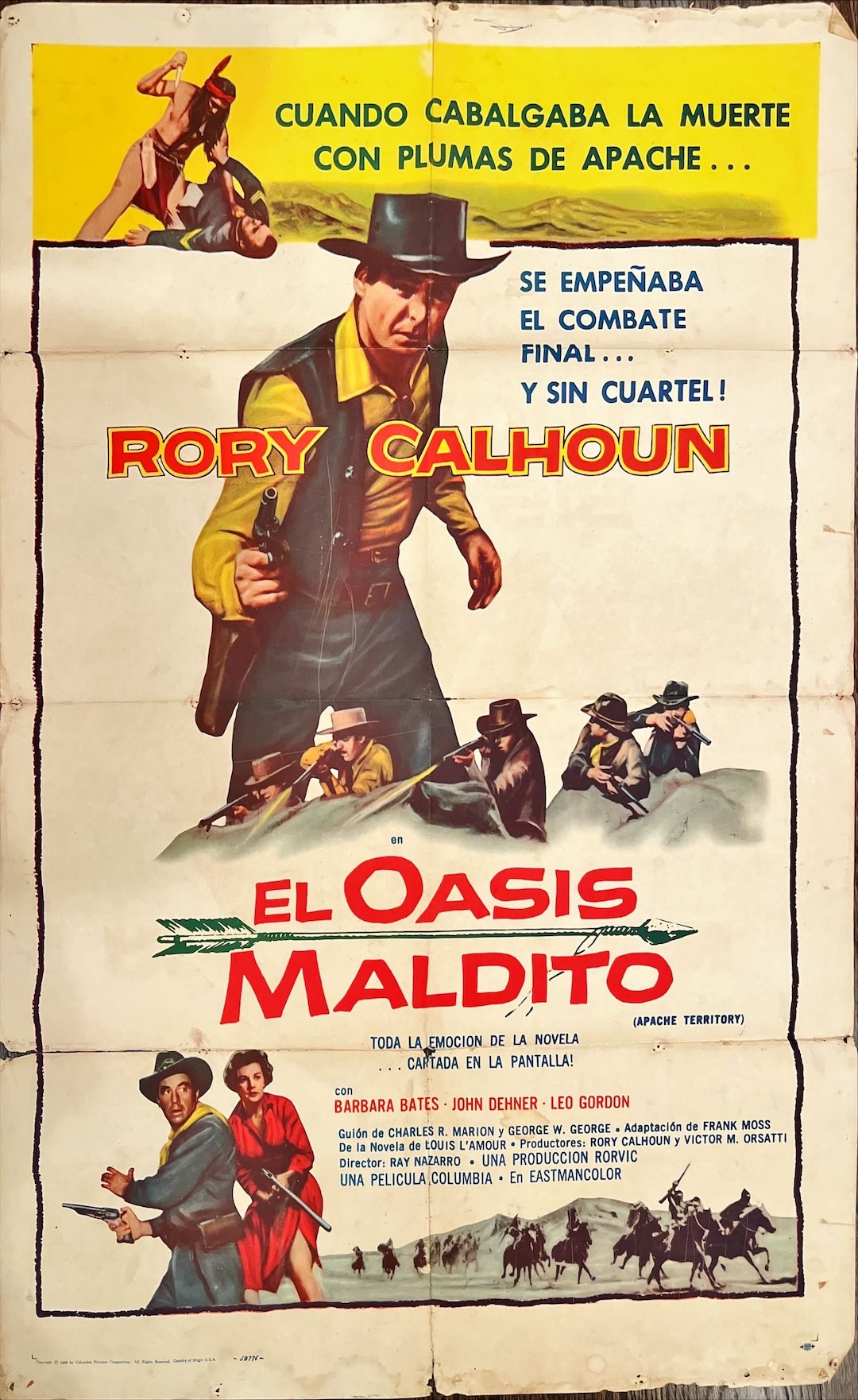 Apache Territory, Spanish Movie Poster, One-sheet '58 Rory Calhoun W ...