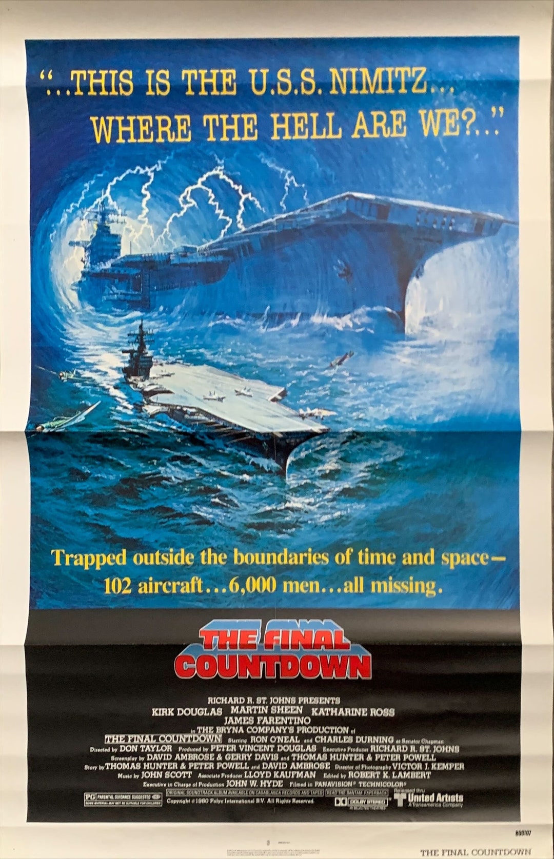 Final Countdown, 1sh 1980 Cool Sci-fi Artwork of the U.S.S. Nimitz ...
