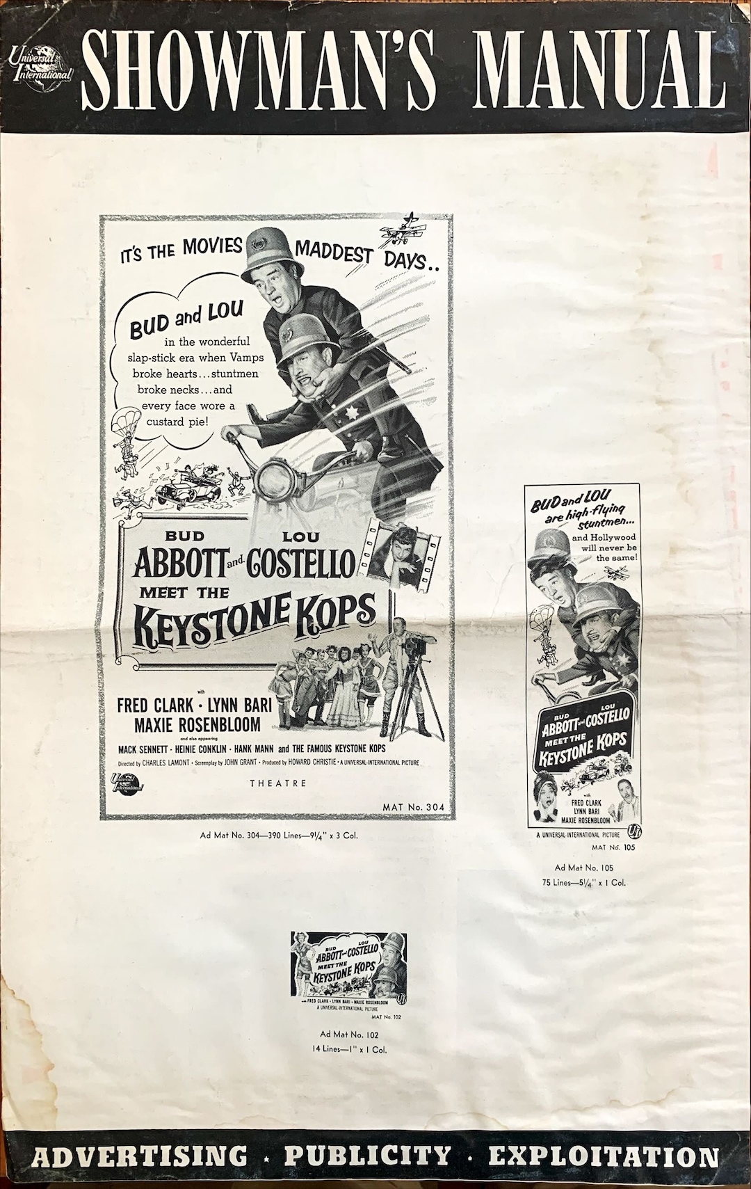 601 ABBOTT & COSTELLO MEET the Keystone Kops Pressbook 1955 - Etsy