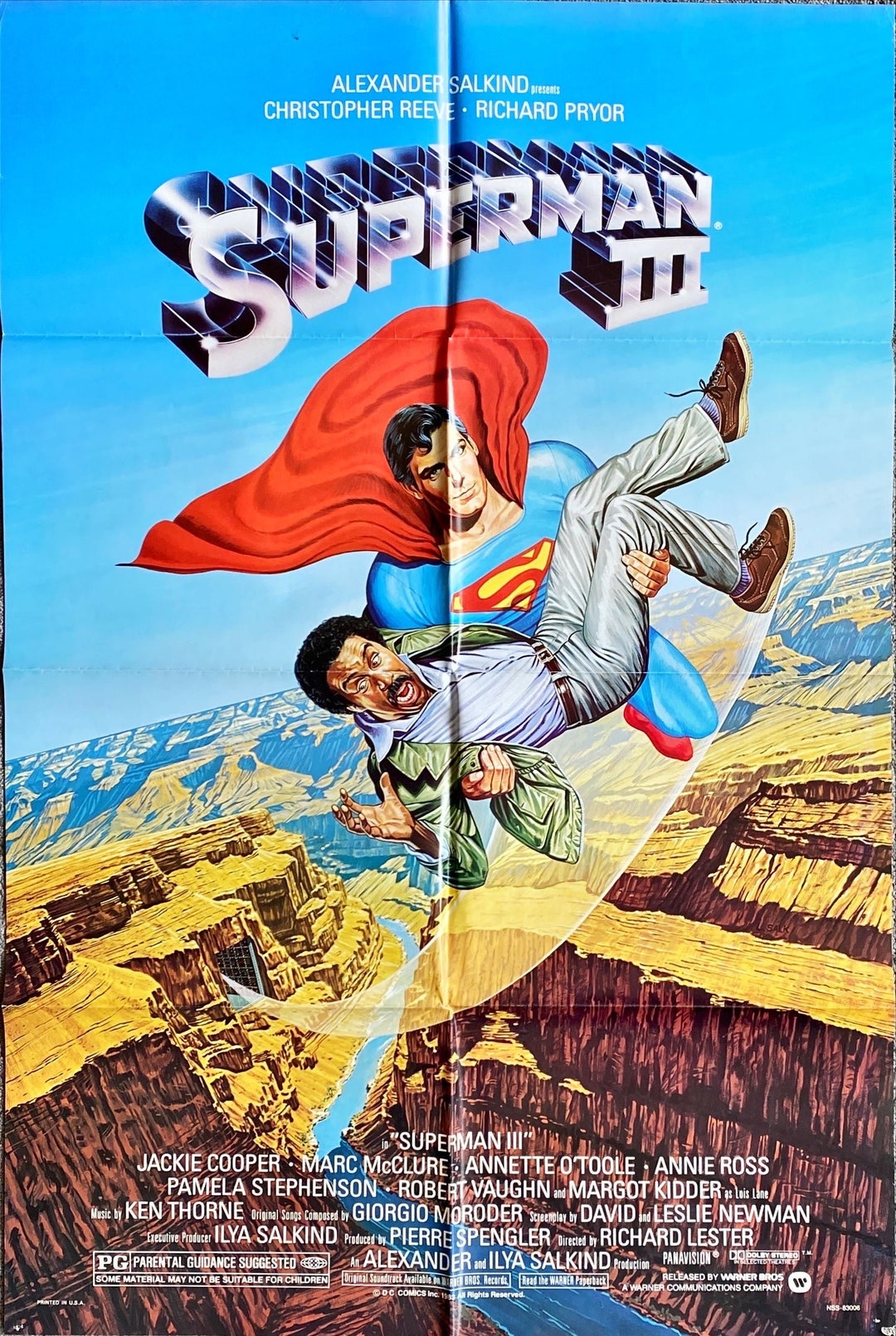 Superman III (1983) One Sheet Movie Poster - Christopher Reeve - Etsy
