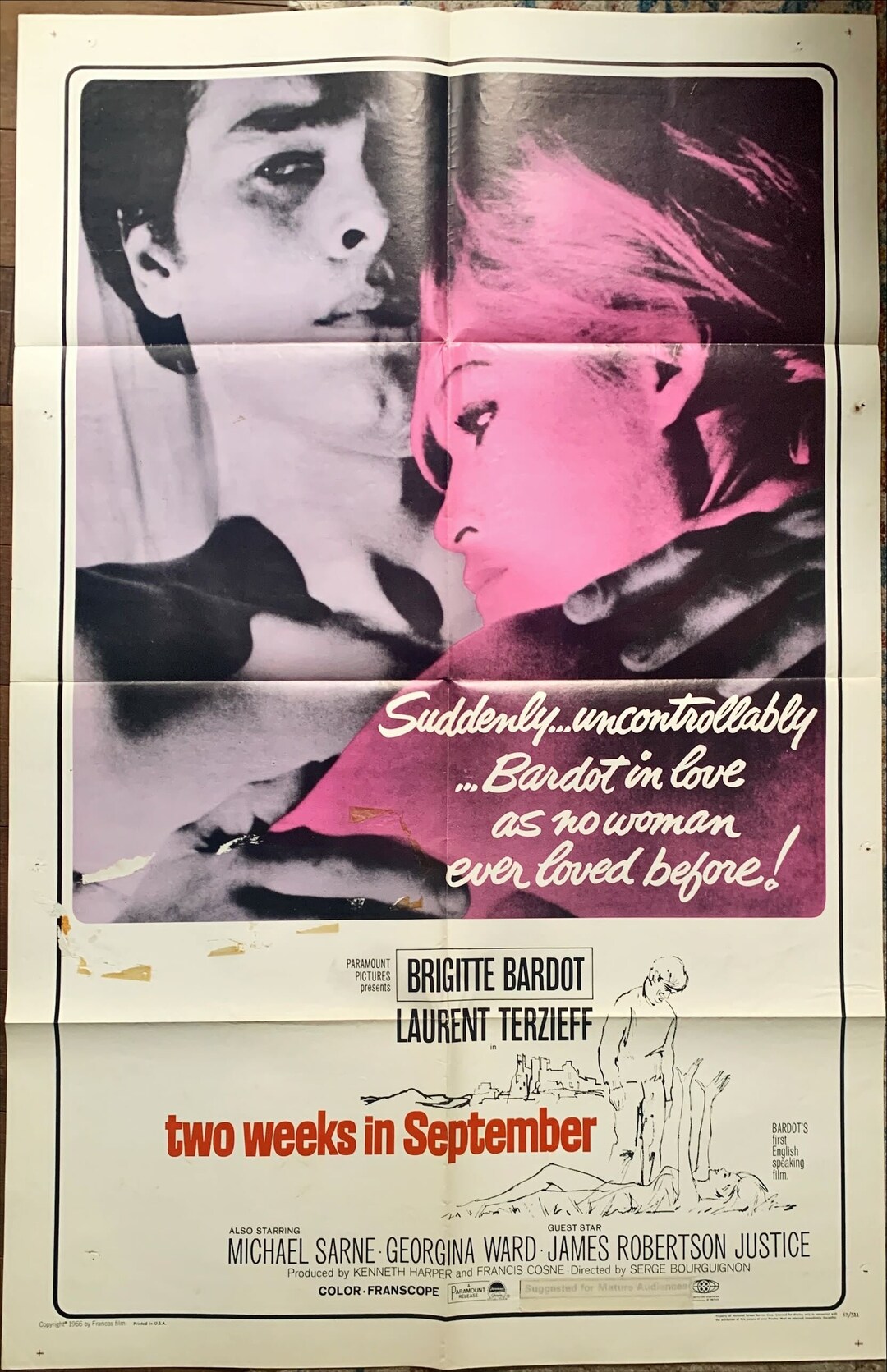 Two Weeks in September (1967) One Sheet Movie Poster - Bardot - Etsy