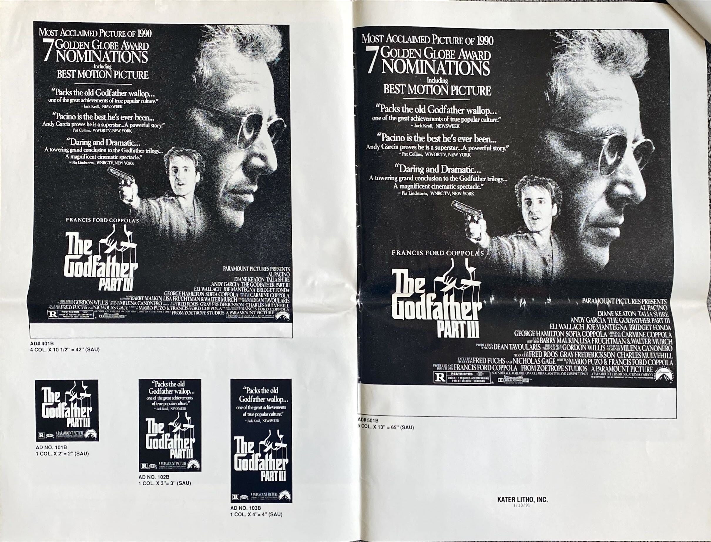 Godfather Part III Al Pacino. Original Press Book - Etsy