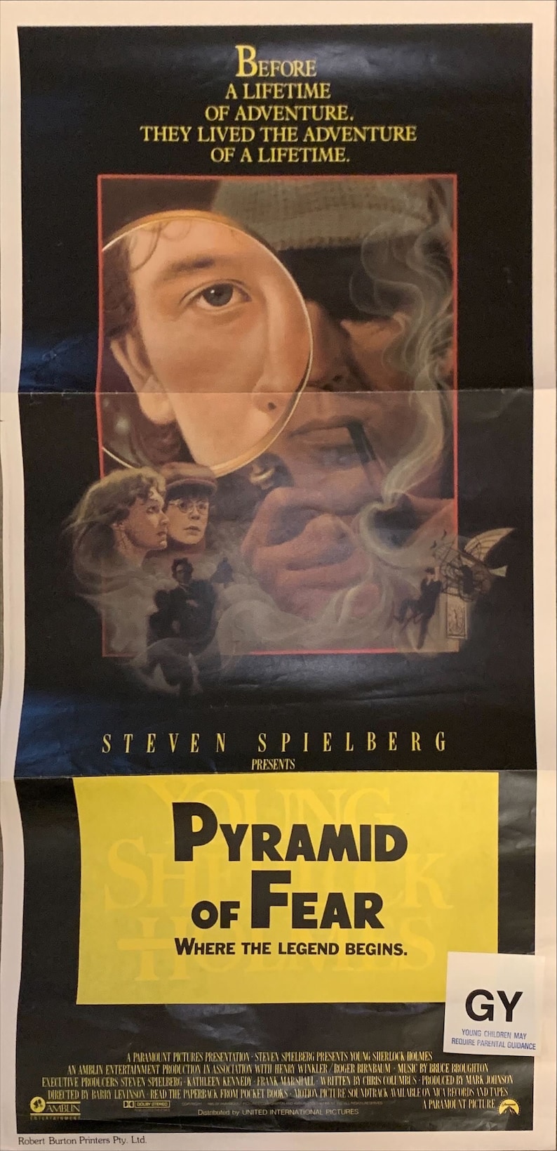Young Sherlock Holmes, Renamed Pyramid of Fear Aust Daybill 1985 Steven ...