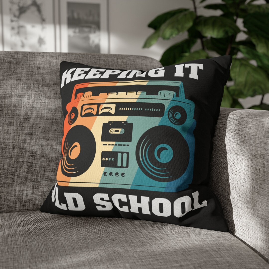 Classic Retro 80s 90s Boombox Keeping It Old School Indoor Square Throw ...