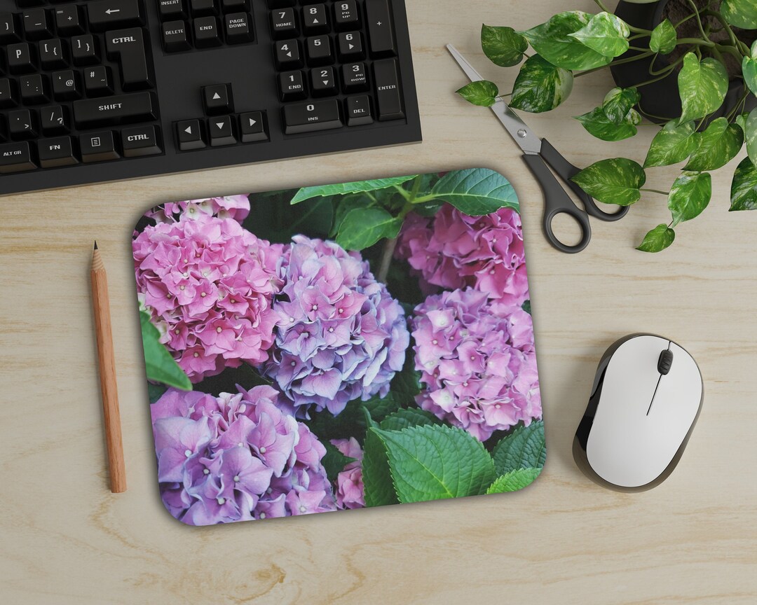 Hydrangea Purple Pink Flower Mouse Pad Mousepad 9" X 8" Botanical ...