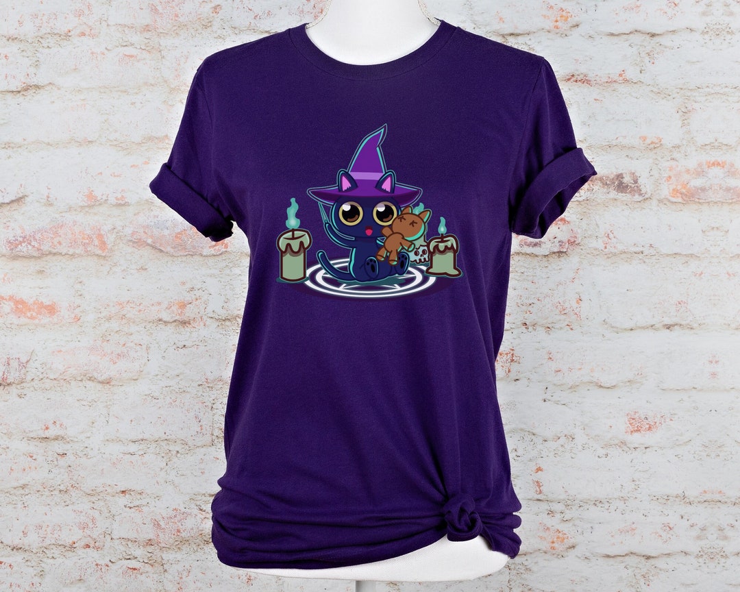 Halloween Witch Kitty Cat Voodoo Doll Witchcraft T-shirt Graphic Tshirt ...
