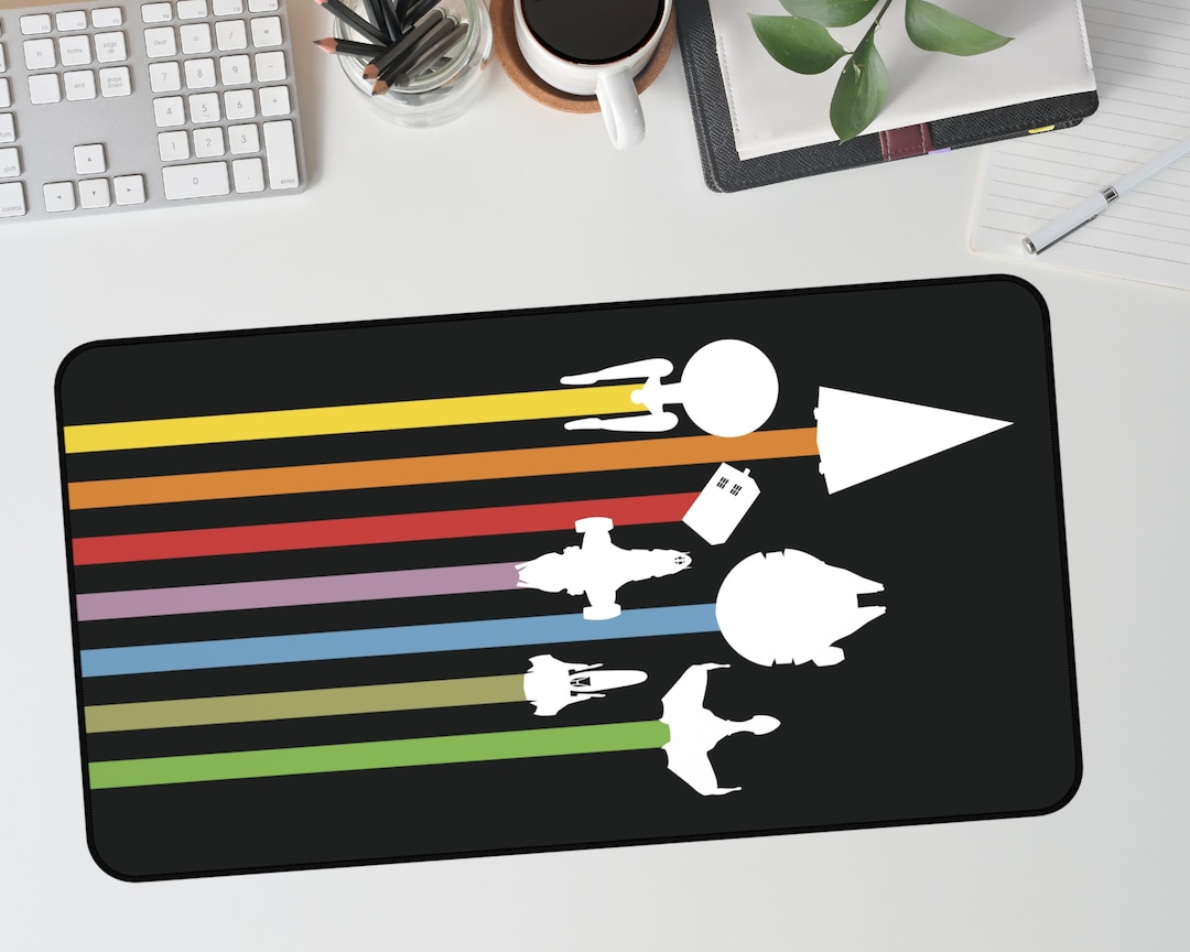 Nerdy Sci-fi Space Ship Desk Mat - Geeky Retro Space Craft Spaceship ...