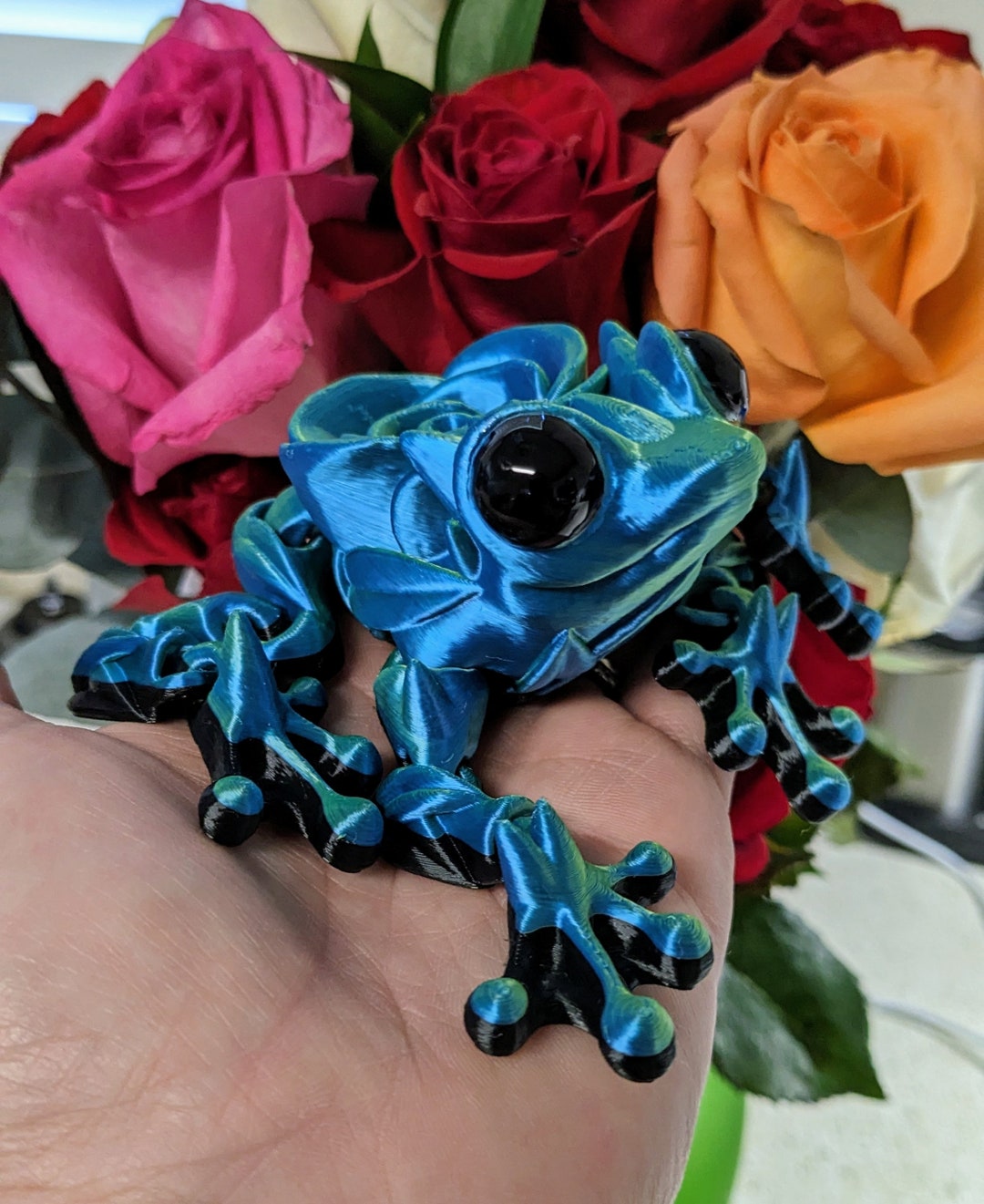 Articulated Rose Frog 6 Articulating Frog Hand Painted Eyes Cinderwing3d Design - Etsy