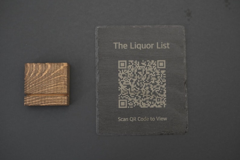 Personalized Stone Slate With Wood Stand QR Menu & Decoration Display ...