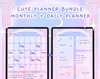 BUNDLE Cute Digital Weekly Planner + Cute Digital Daily Planner, Kawaii ...