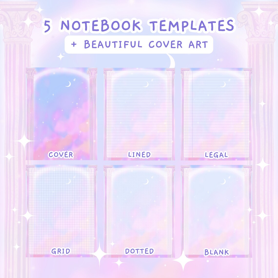 BUNDLE Cute Digital Notebook, Kawaii Digital Notebook, Kawaii Journal ...