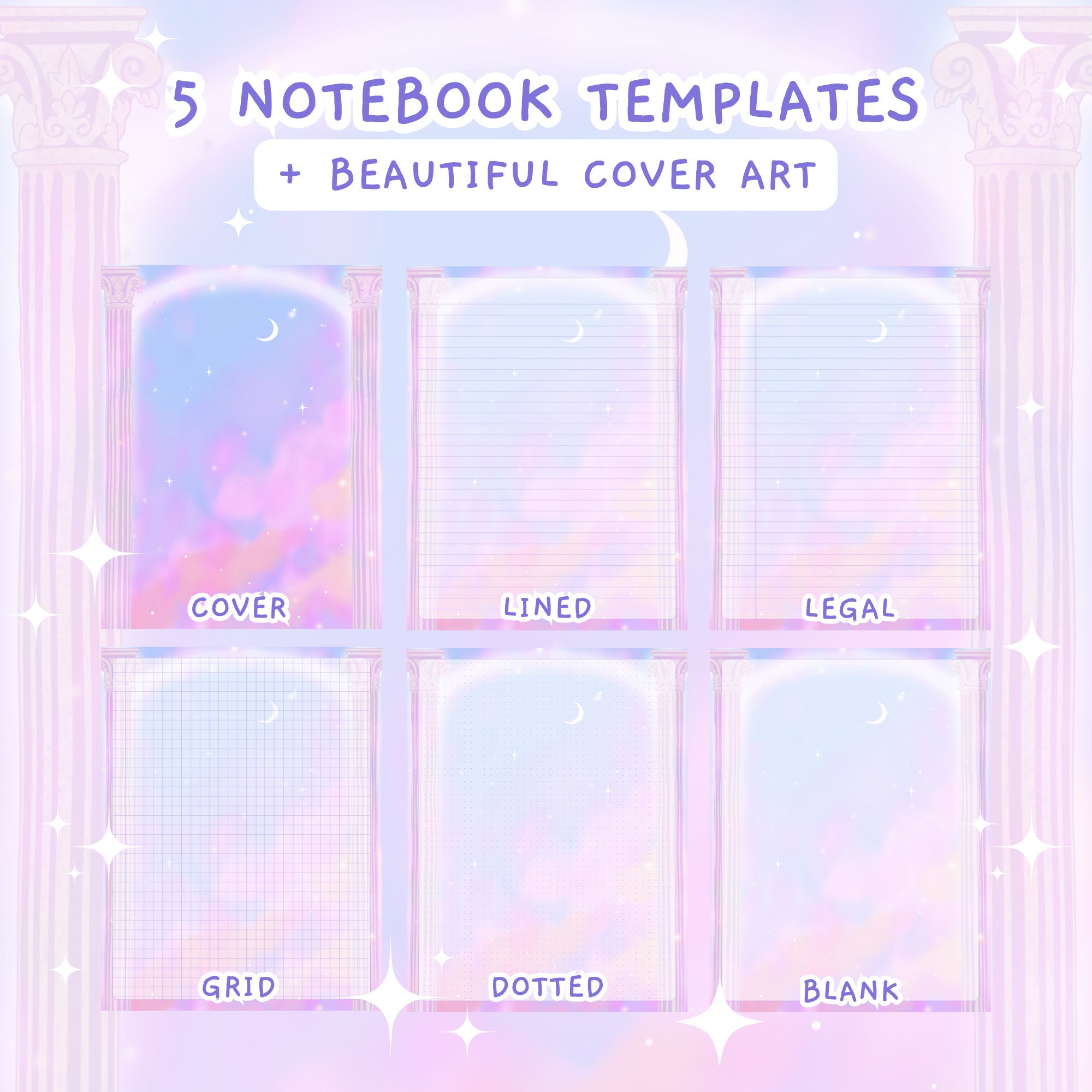 BUNDLE Cute Digital Notebook, Kawaii Digital Notebook, Kawaii Journal ...