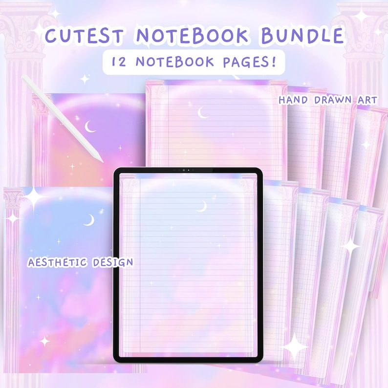 BUNDLE Cute Digital Notebook, Kawaii Digital Notebook, Kawaii Journal ...