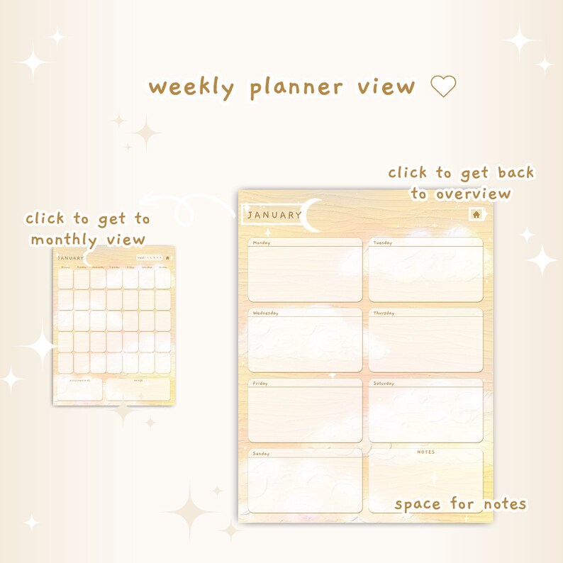 Cute Digital Undated Planner for Goodnotes, Kawaii Digital Planner ...