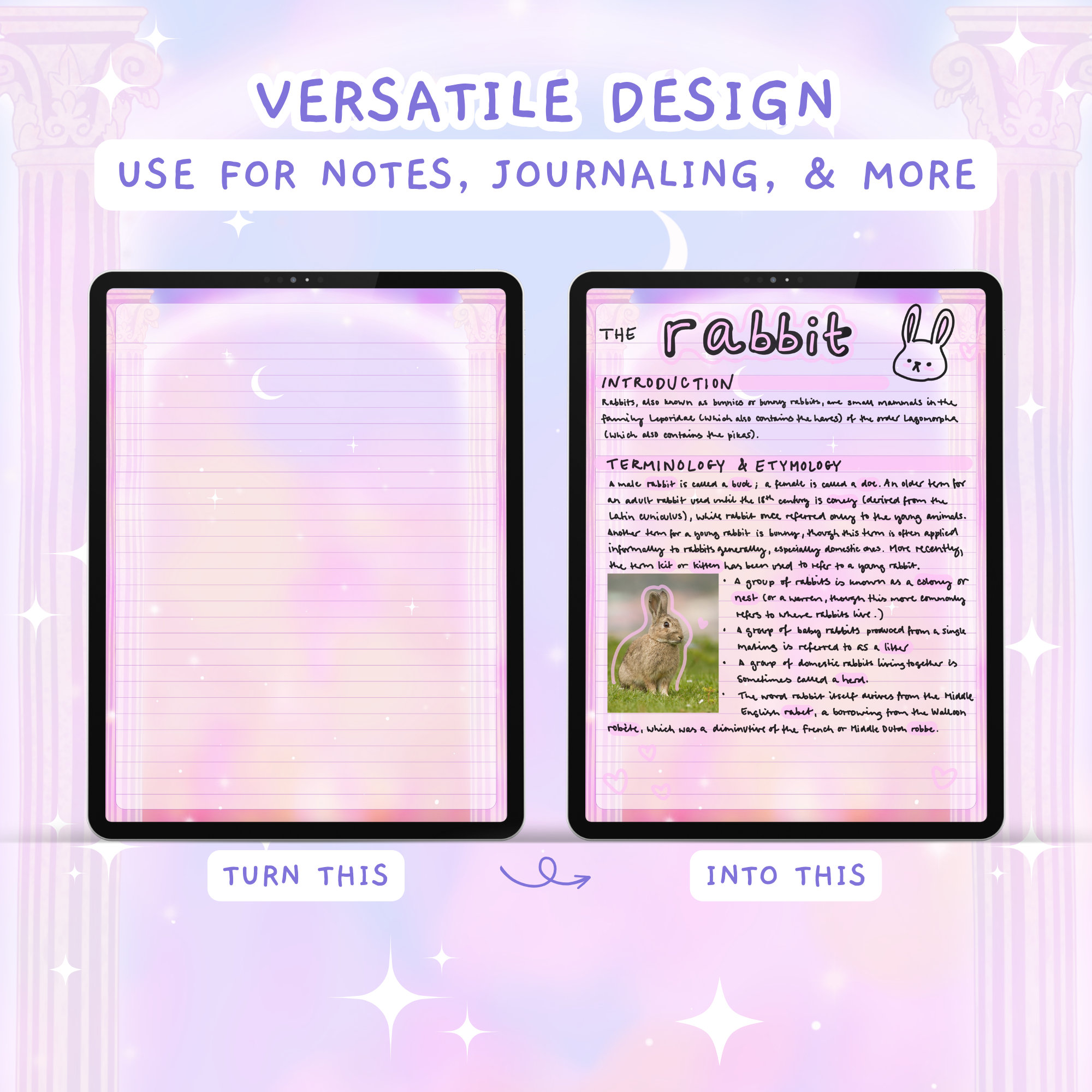 BUNDLE Cute Digital Notebook, Kawaii Digital Notebook, Kawaii Journal ...