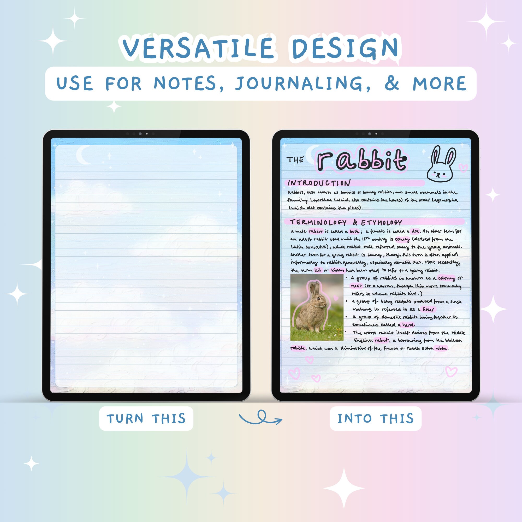 BUNDLE Cute Digital Notebook, Kawaii Digital Notebook, Kawaii Journal ...