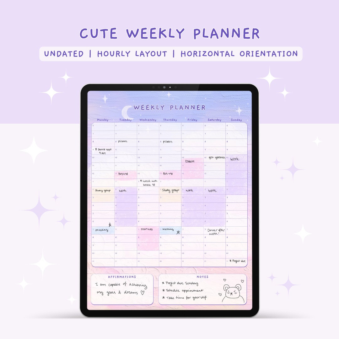 BUNDLE Cute Digital Monthly Planner, Daily Planner, Weekly Planner ...