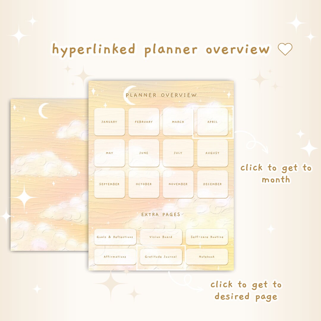 Cute Digital Undated Planner for Goodnotes, Kawaii Digital Planner ...