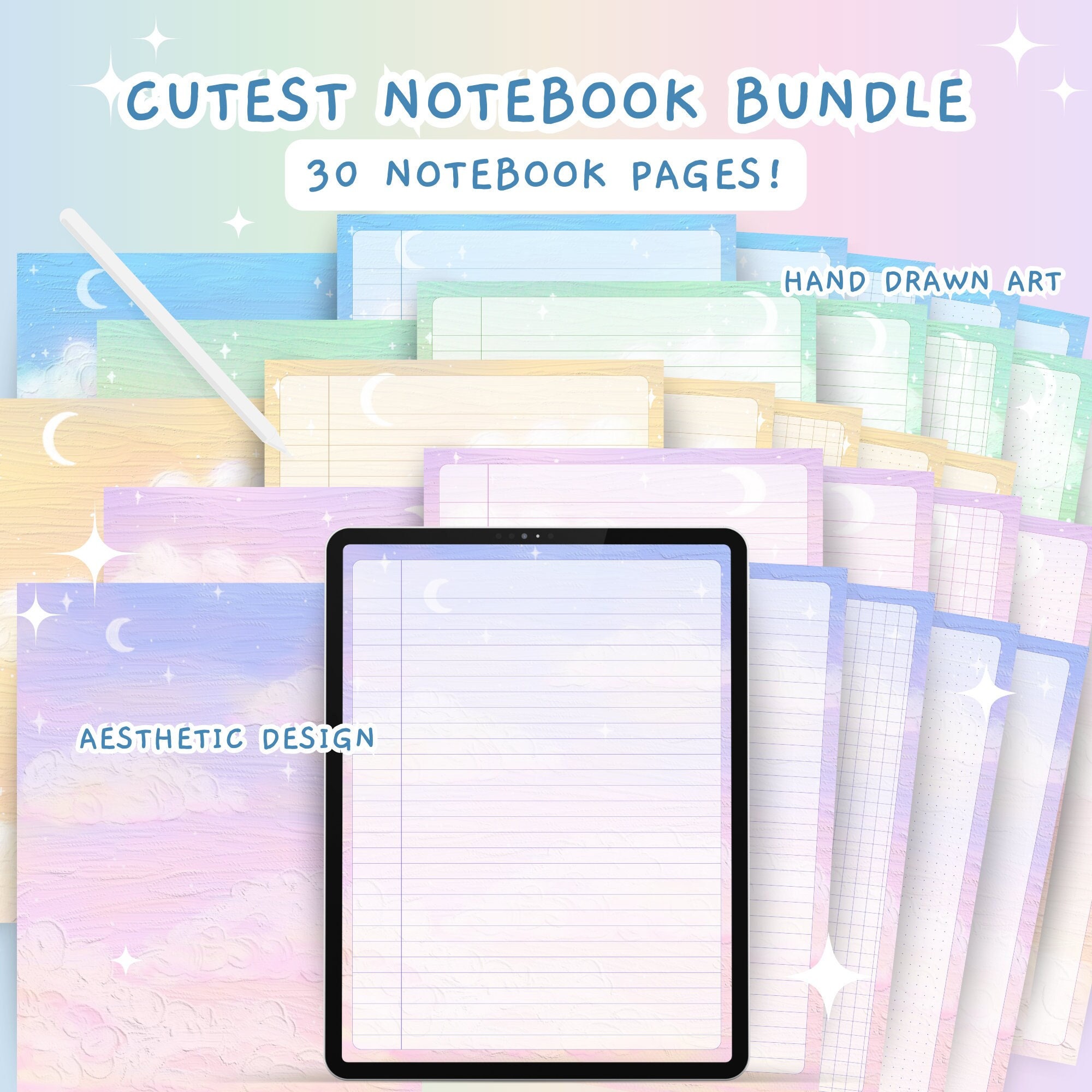 BUNDLE Cute Digital Notebook, Kawaii Digital Notebook, Kawaii Journal ...