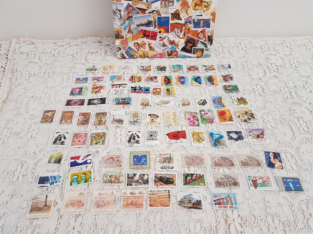 100 Assorted Australian Postage Stamps, 70s 80s 90s Vintage Stamps - Etsy
