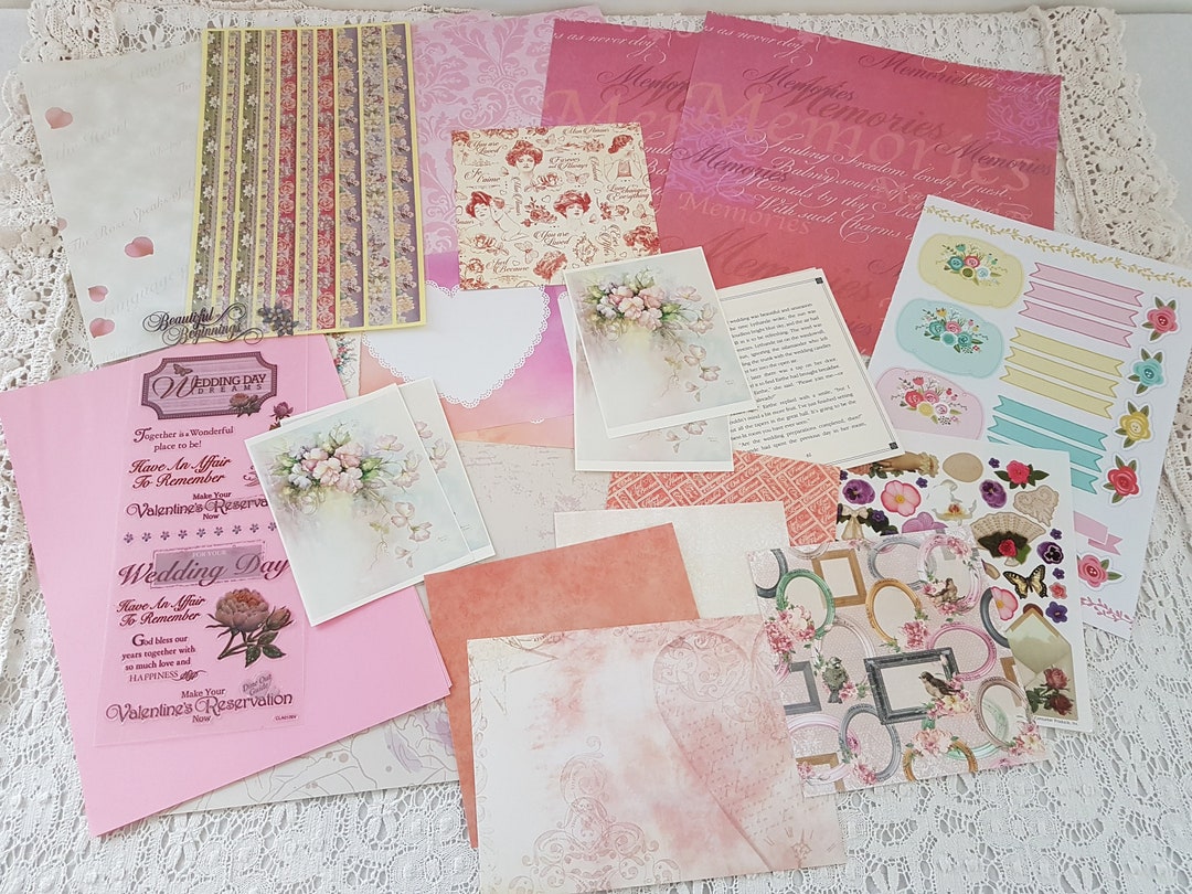 80 Piece Wedding Day Pink Vintage Scrapbooking Junk Journal Paper Craft ...