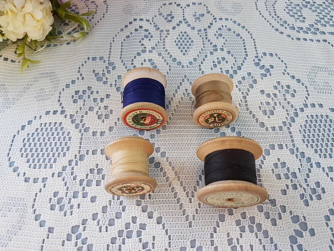 4 Vintage Early Mid 20th Century Sewing Thread on Wooden Spools - Etsy