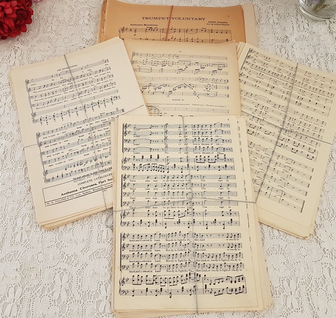 20 Pages Old Vintage Paper Pack, Sheet Music Paper, Foolscap or A4 Size ...