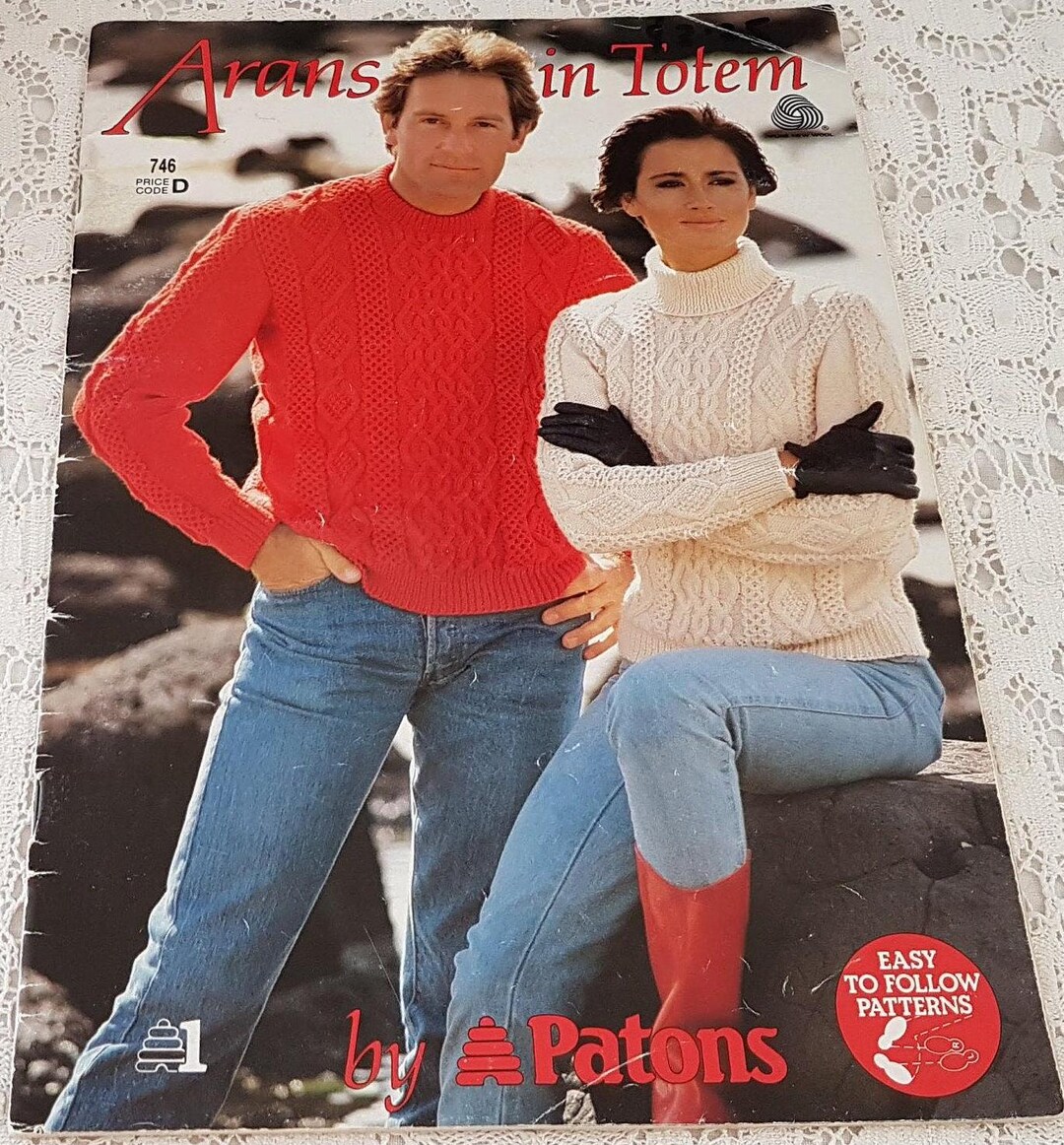 Vintage 80s Patons Knitting Pattern Book No 746, Arans in Totem for ...