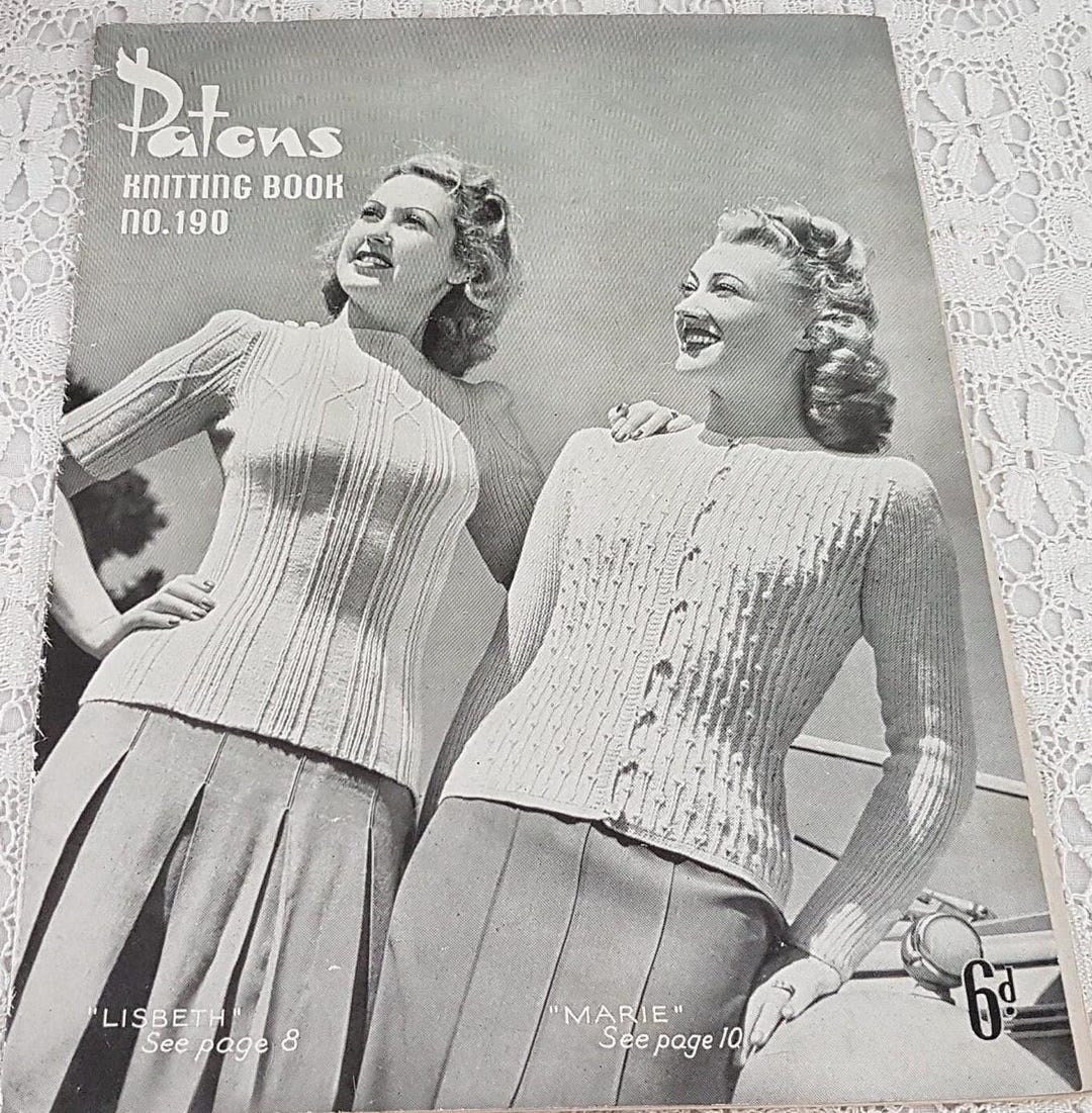 Vintage 40s Patons Knitting Pattern Book No 190, Womens Cardigans and ...
