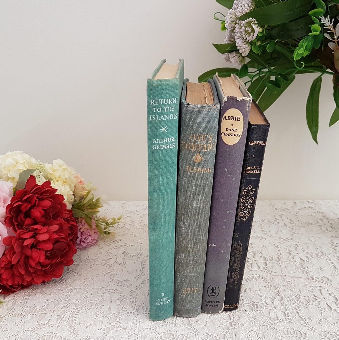 4 Vintage Mid Century Blue Hardcover Book Bundle, Aesthetic Books ...