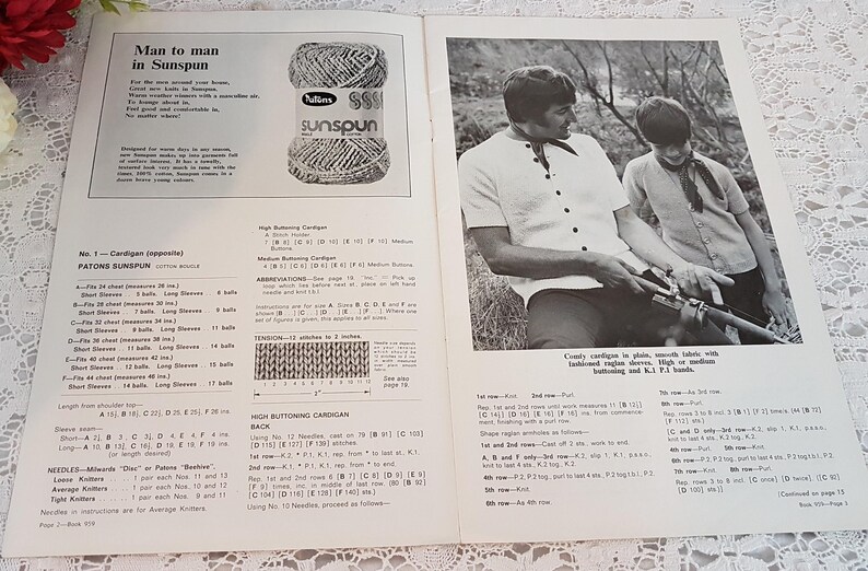 Vintage 70s Patons No 959 Knitting Pattern Book - Men Boys Summer ...
