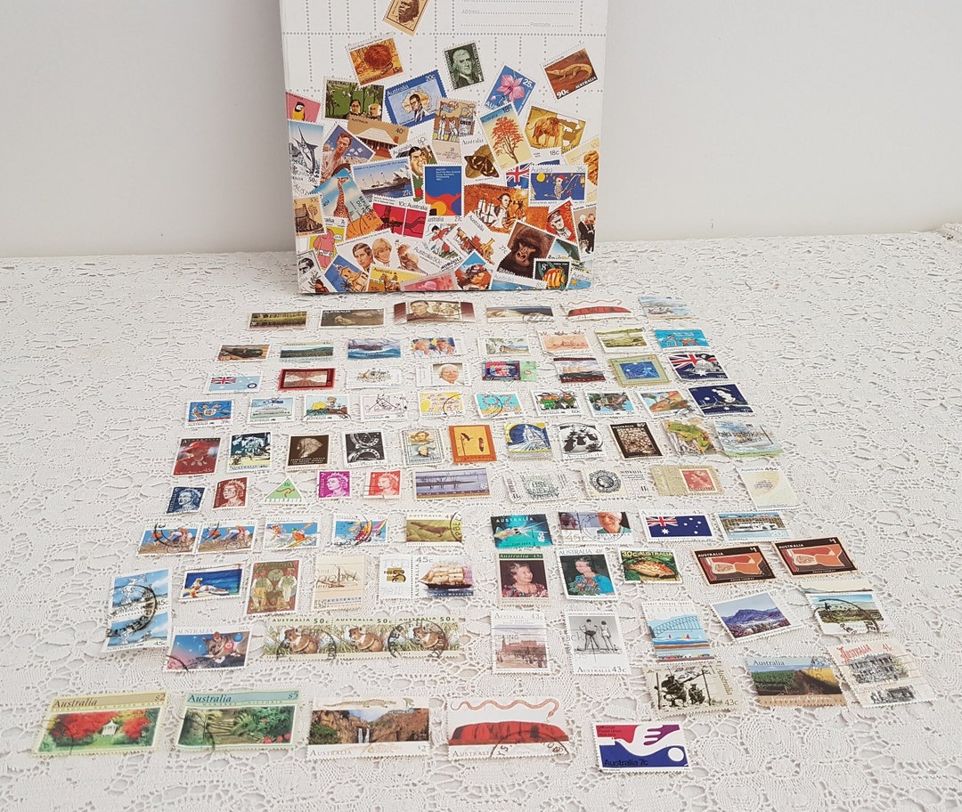 100 Assorted Australian Postage Stamps, 70s 80s 90s Used Vintage Stamps ...