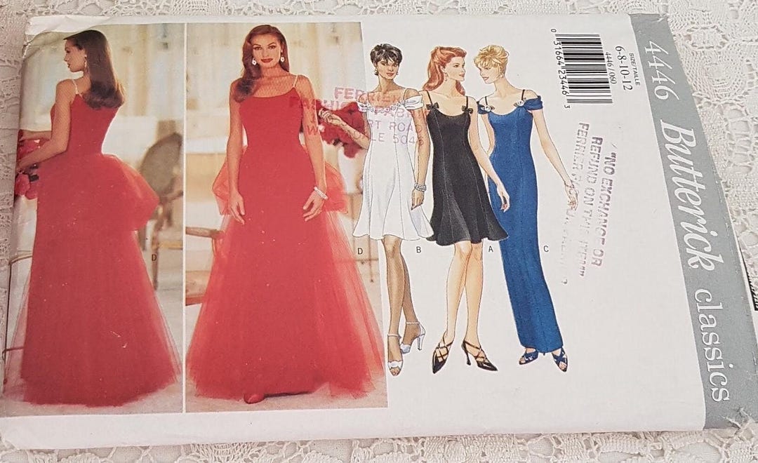 Vintage 90s Butterick 4446 Evening Formal Dress Sewing Pattern, Part ...