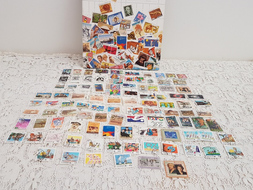 100 Assorted Australian Postage Stamps, 70s 80s 90s Vintage Stamps - Etsy