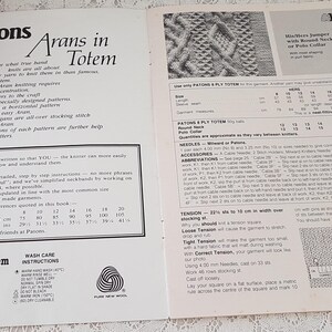 Vintage 80s Patons Knitting Pattern Book No 746, Arans in Totem for ...