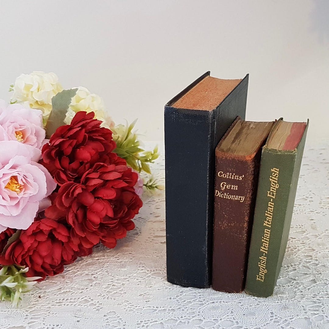 3 Vintage English Italian French Pocket Dictionaries Hardcover Book ...