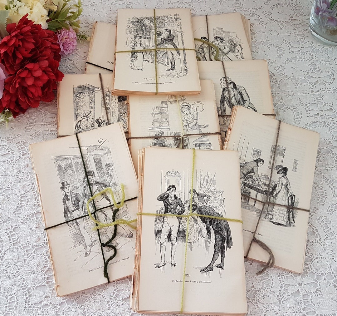 50 Pages Old Vintage Illustrated Paper Pack, Jane Austen, Post Octavo ...
