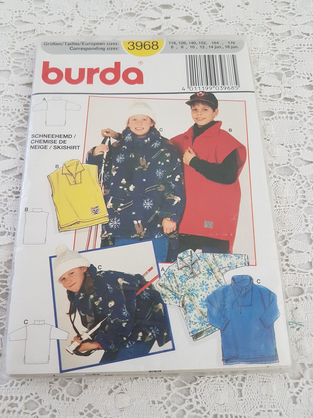 Vintage 90s Burda 3968 GIRL BOY Winter Ski Top Sewing Pattern - Etsy