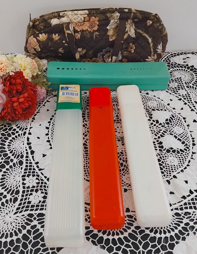 5 Assorted Vintage Knitting Needle Storage Boxes and Bag - Etsy