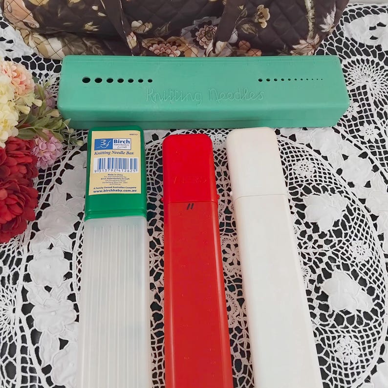5 Assorted Vintage Knitting Needle Storage Boxes and Bag - Etsy