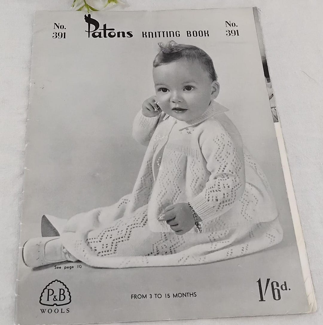 Vintage 50s Patons Knitting Pattern Book No 391 Baby Dresses Jumpers ...