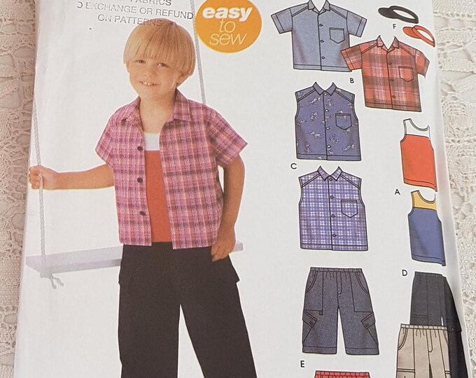 Vintage Simplicity 5218 BOYS Pants Shorts and Shirt Tank Top Sewing ...