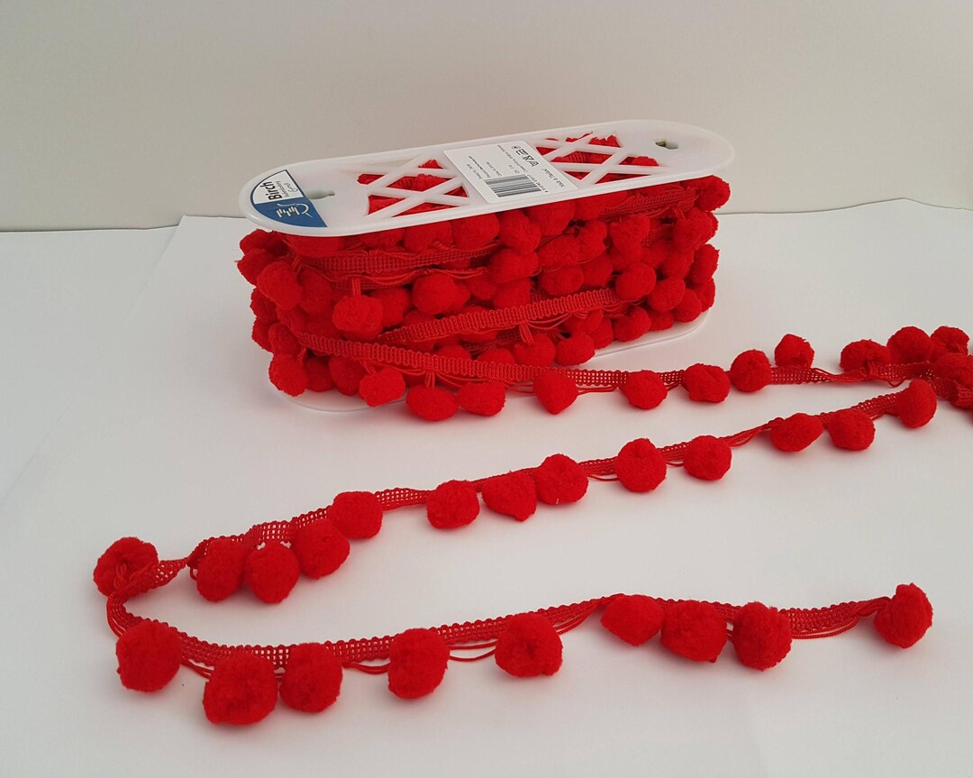 Red Pom Pom Braid Trim: 40mm Wide, Sold by the Metre - Etsy