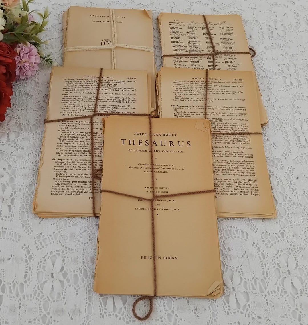 50 Pages Old Vintage Paper Pack, Roget's Thesaurus 1960s Edition - Etsy