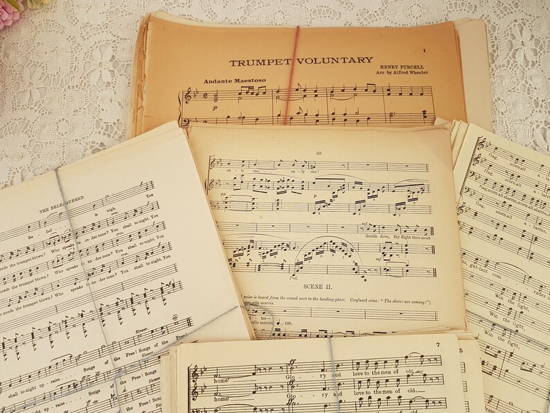 20 Pages Old Vintage Paper Pack, Sheet Music Paper, Foolscap or A4 Size ...